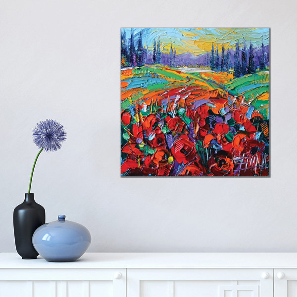 ClassicLiving Poppy Field Impression by Mona Edulesco - Wrapped Canvas Painting | Wayfair.co.uk